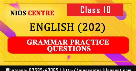 National Institute Of Open Schoolingnios Class 10 English 202 Free