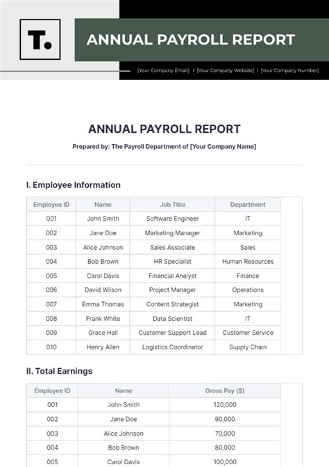 Free Payroll Report Templates To Edit Online And Print