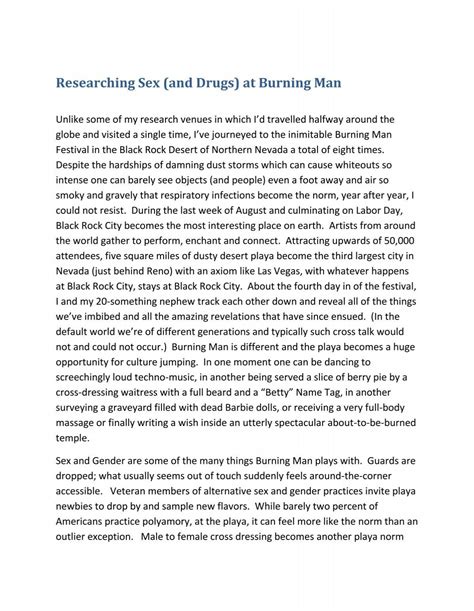Researching Sex And Drugs At Burning Man Leanna Wolfe