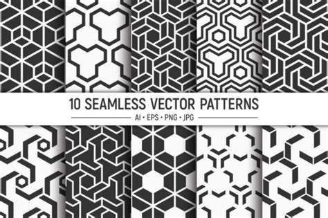 10 Seamless Geometric Vector Patterns Graphic By Avk Graphics · Creative Fabrica