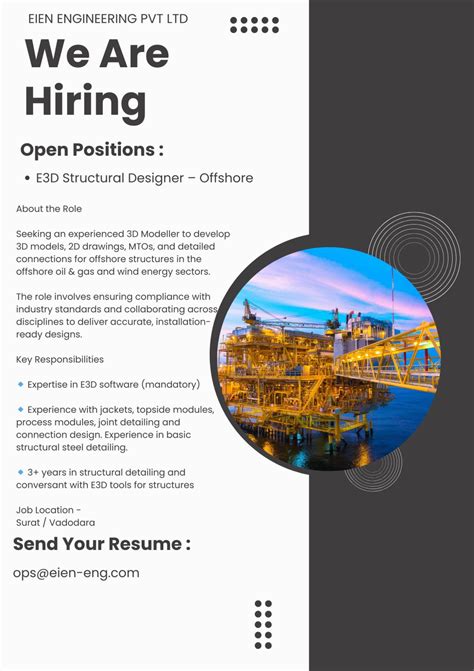 E3d Structural Designer Offshore Onshore Structures Location Surat Vadodara Eien