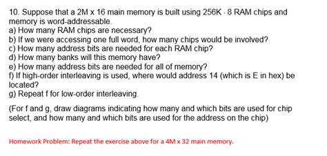 solved 10 suppose that a 2m x 16 main memory is built using