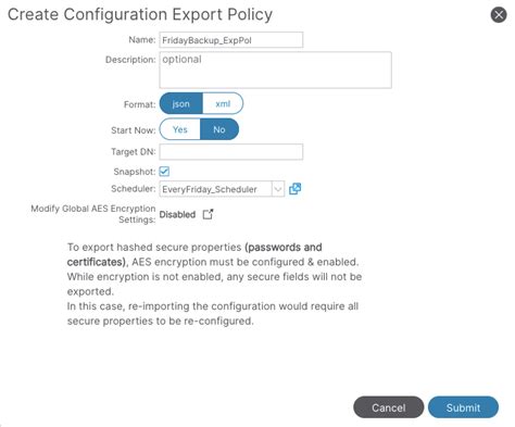 Solved Backing Up Aci Configuration Cisco Community