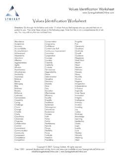 Values Identification Worksheet Values Identification Worksheetpdf Pdf4pro