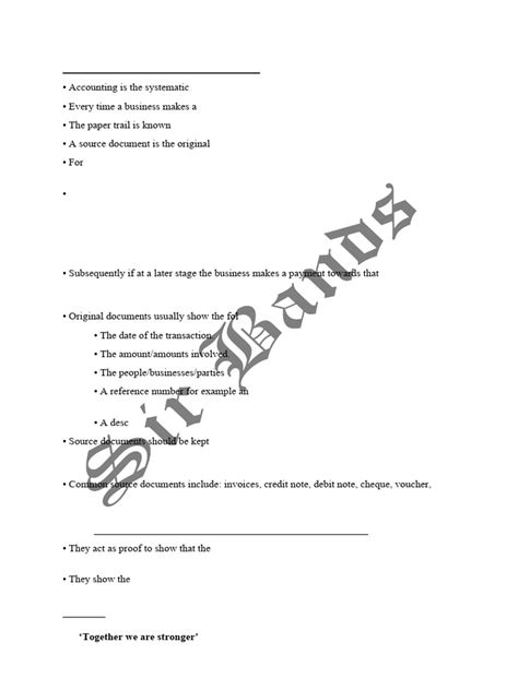 O Level Accounting Source Documents Notes Pdf
