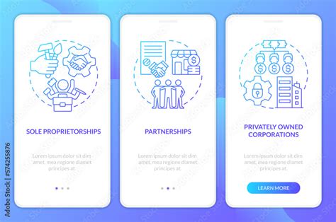 Private Small And Medium Businesses Blue Gradient Onboarding Mobile App Screen Walkthrough 3
