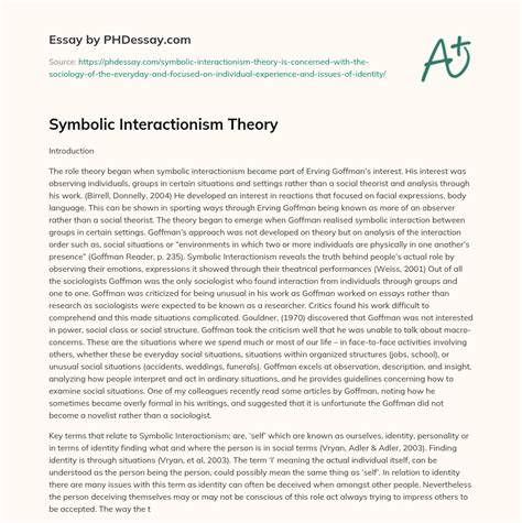 Symbolic Interactionism Theory