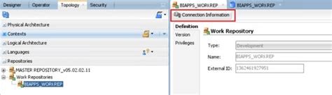 Create A Connection To The Oracle Data Integrator Backup Repository