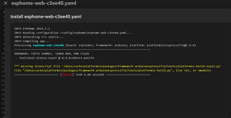 esphome same error on different esp32 clean installation r