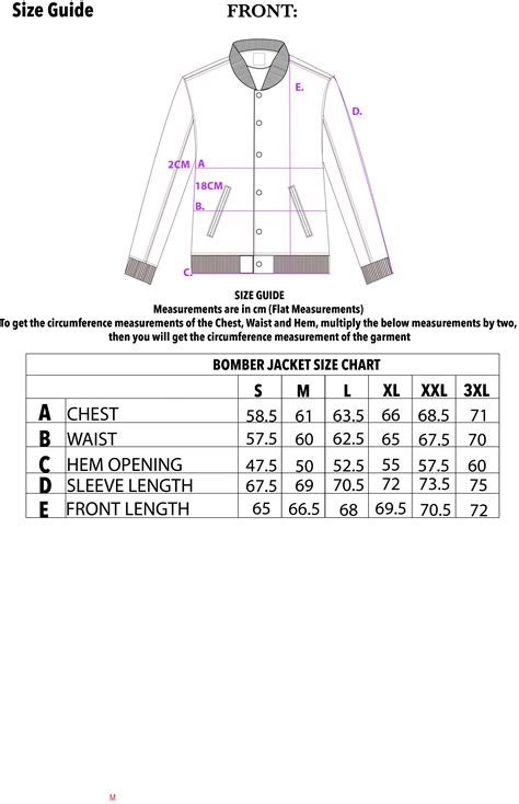 Bomber Jacket Size Guide
