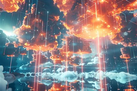 Premium Photo Abstract Representation Of Digital Cloud Infrastructure In The Sky