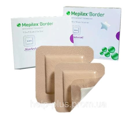 Пов'язки Mepilex Border 7,5х7,5 см, КОРОБКА 5шт. клейка м'яка ...