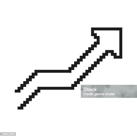 픽셀 아트 위쪽 화살표 아이콘입니다 위쪽을 가리키는 픽셀 화 된 화살표 성장 진행 또는 증가의 상징 고립된 벡터 삽화 1980 1989 년에 대한 스톡 벡터 아트 및 기타