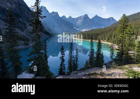 Banff National Park Moraine Lake Sunrise Time Lapse With Shadows