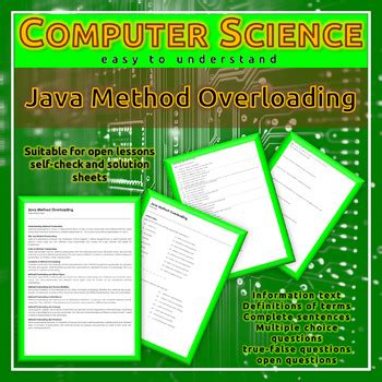 Easy COMPUTER SCIENCE Java Method Overloading Infotext Exercises