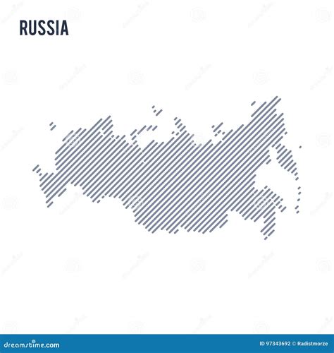 Vector Abstract Hatched Map Of Russia With Oblique Lines Isolated On A White Background Stock