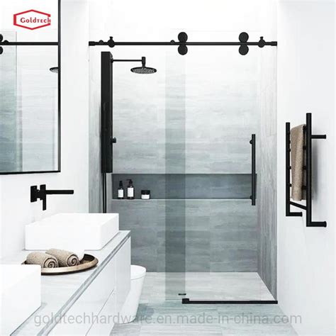 Stainless Steel Bathroom Shower Glass Fitting Sliding Door Hardware Set