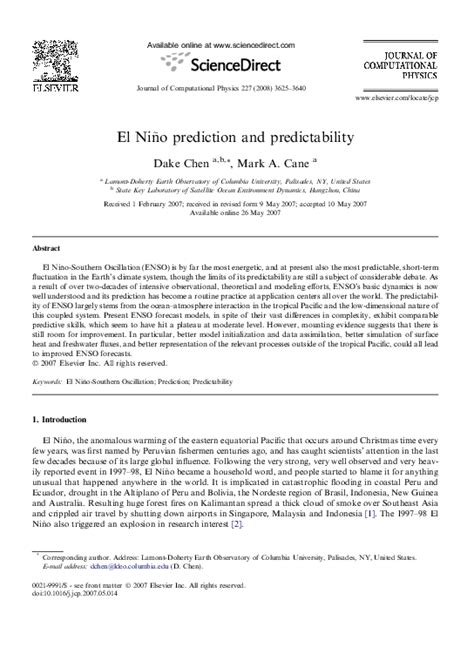 Pdf El Niño Prediction And Predictability
