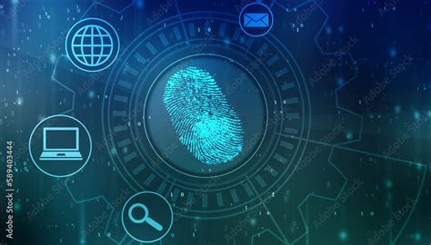 Abstract Security System Concept With Fingerprint On Technology Background Fingerprint Scanning