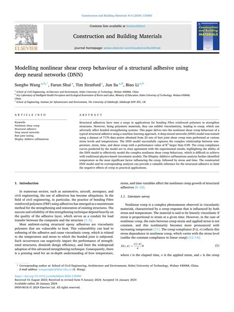 pdf modelling nonlinear shear creep behaviour of a structural