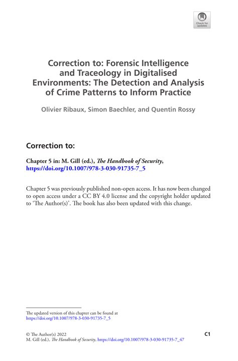 pdf correction to forensic intelligence and traceology in