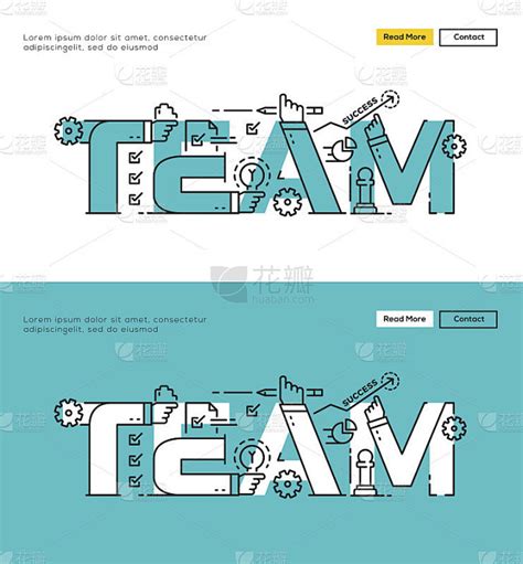 现代平面线条设计理念的团队合作