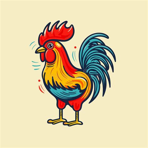 A Colored Rooster Vector Illustration Of The Stock Vector