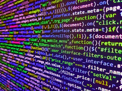 programming code abstract screen of software developer laptop screen