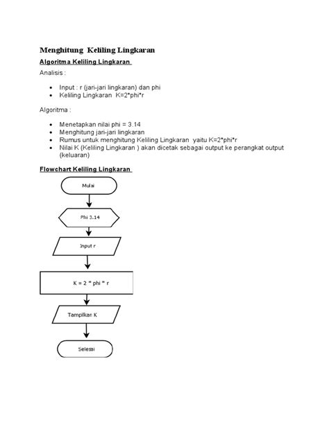 Algoritma Menghitung Keliling Lingkaran Pdf Metode And Bahan Ajar