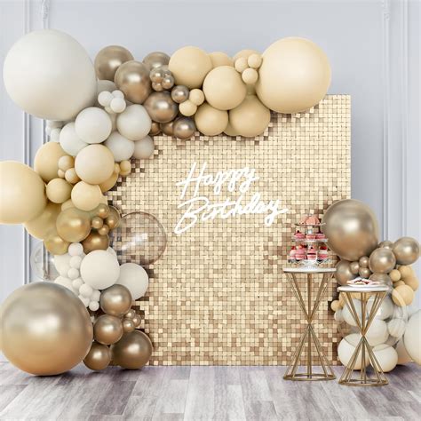 Shimmer Wall Backdrop Champagne Gold Square Sequin Wall Panel Backdrop Decor For