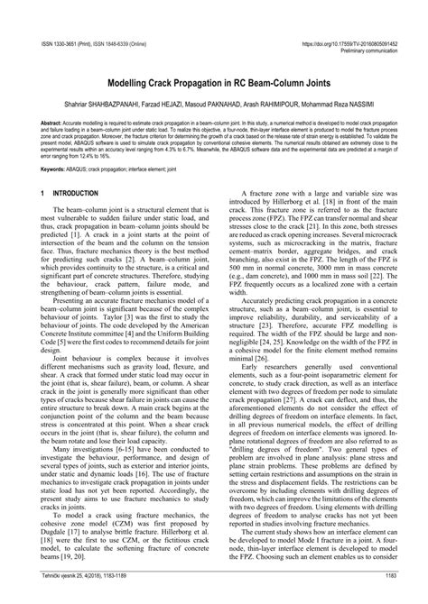 Pdf Modelling Crack Propagation In Rc Beam Column Joints