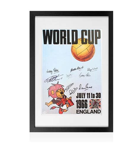 Framed England 1966 Multi Signed Poster World Cup Willie Signed By 9