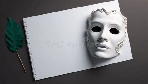 Top View Of White Blank Page With A Theatre Mask On The Side Stock Illustration Illustration