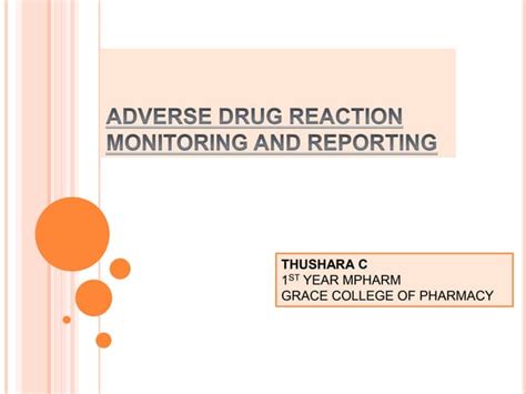 Adverse Drug Reaction And Its Types Pptx