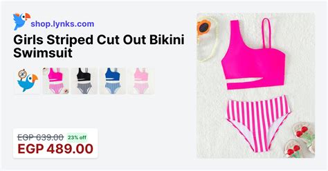 Girls Striped Cut Out Bikini Swimsuit Lynks Shop