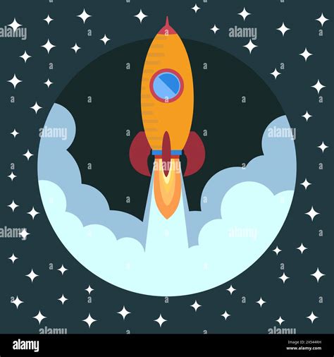 Space Rocket Ship In Round Piece Space Rocket Launch Project Startup And Development Process