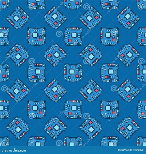 Quadcopter Flight Controller Vector Concept Blue Seamless Pattern Stock