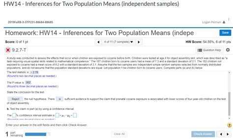 Solved Hw14 Inferences For Two Population Means