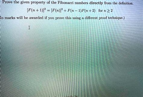 Prove The Given Property Of The Fibonacci Numbers Directly From The