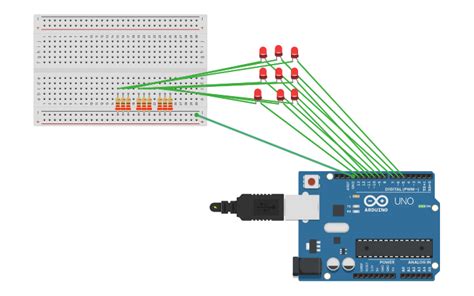 Circuit Design 3x3 Led Matrix Tinkercad