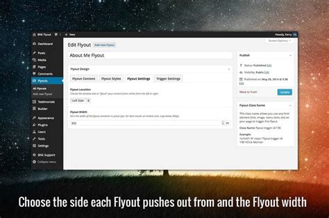 flyout custom content for wordpress freelance web design premium