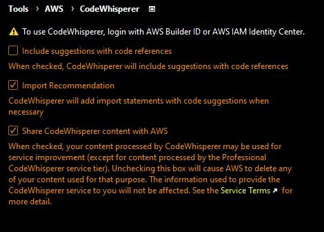 AWS Builder ID Connection Not Recognised By CodeWhisperer In PyCharm Issue Aws Aws