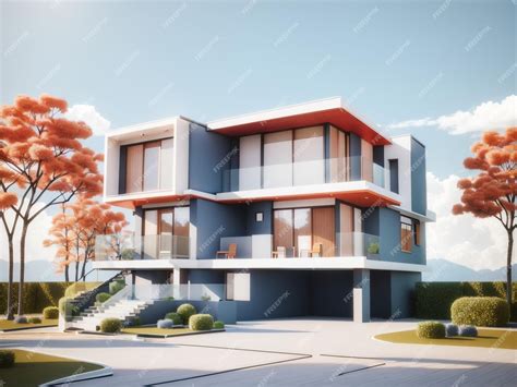 Elegancia Arquitectónica Casa Contemporánea De Dos Pisos Con Diseño De