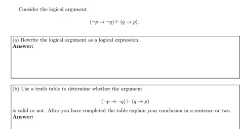 Solved Consider The Logical Argument Pq Qp A Chegg