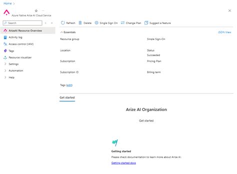 Manage An Arize Ai Resource Through The Azure Portal Azure Native Integrations Microsoft Learn