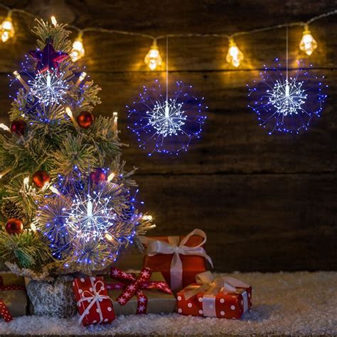 Led 크리스마스 불꽃 놀이 원격 제어 배터리 상자 구리 와이어 장식 요정 램프 별 갈 랜드 문자열 조명 새해 크리스마스 조명