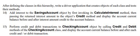 Solved Create An Inheritance Hierarchy That A Bank Might Use