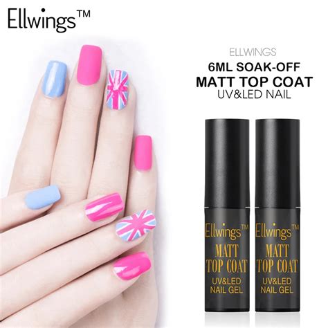 Ellwings 1 개 네일 코트 젤 폴란드어 매트 탑 코트 No 닦아 강화 강화 옻칠 네일 Uv 젤 프라이머 손톱gel