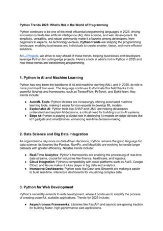 Python Trends What S Hot In The World Of Programming DOCX