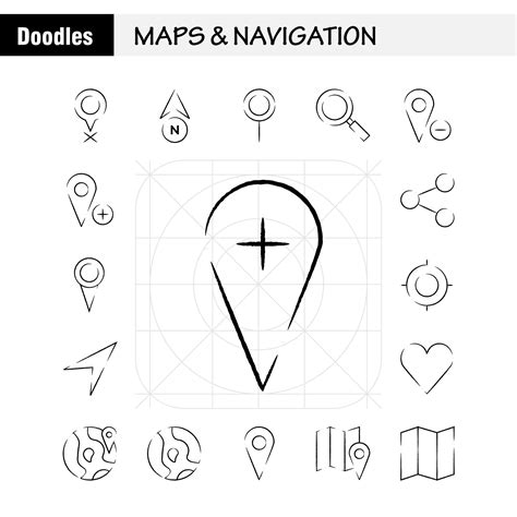 Maps And Navigation Hand Drawn Icon Pack For Designers And Developers